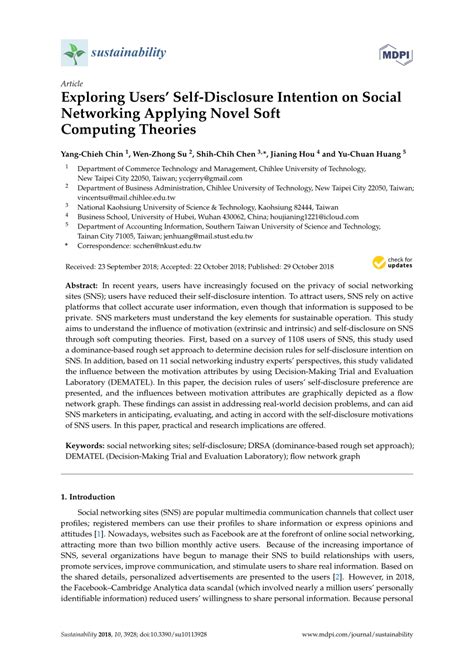 Pdf Exploring Users Self Disclosure Intention On Social Networking Applying Novel Soft