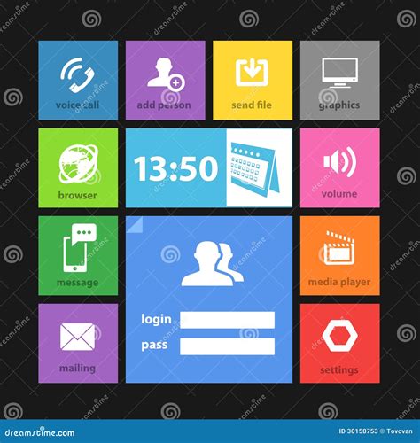 Web Color Tile Interface Template Stock Vector Illustration Of Planet Mail 30158753