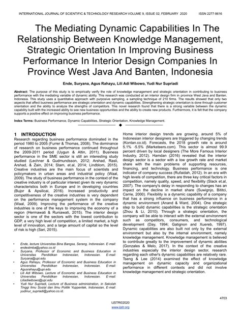 Pdf The Mediating Dynamic Capabilities In The Relationship Between Knowledge Management