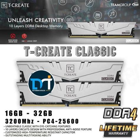 Promo Team T Create Classic Ddr4 16gb 32gb 64gb Pc25600 3200mhz Dual Kit Cicil 0 3x Jakarta