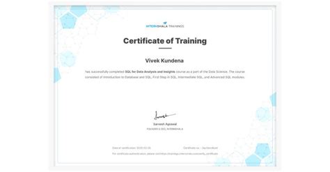 Successfully Completed The Sql For Data Analysis And Insights Training Vivek Kundena