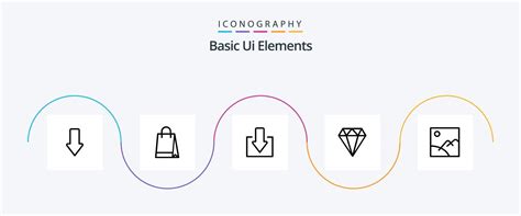 Basic Ui Elements Line 5 Icon Pack Including Picture Image Arrow Gam Jewel 17068050 Vector