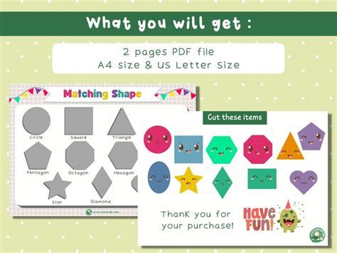 Shape Matching Activity Printable Shape Games D Shape Etsy