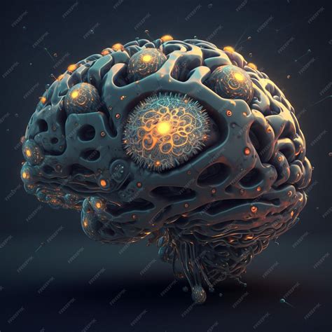 상세한 회로를 가진 로봇 인간 두뇌 인공 지능 두뇌의 힘 또는 에너지의 개념 예술 프리미엄 사진