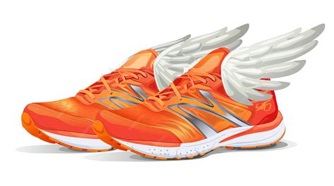 Premium Photo A Pair Of Running Shoes With Wings The Wings Are White And The Shoes Are Orange