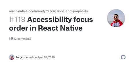 Accessibility Focus Order In React Native · Issue 118 · React Native