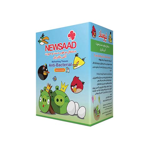 دستمال مرطوب آنتی باکتریال دست و صورت طرح انگری برد جعبه حاوی 12 ساشه
