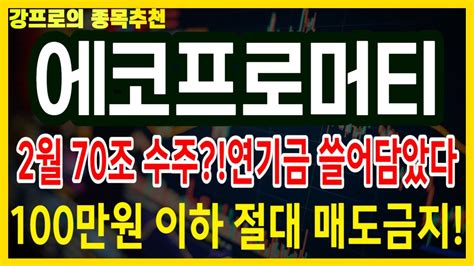 에코프로머티 주가전망 2월 70조 수주연기금 쓸어담았다 100만원 이하 절대 매도금지 에코프로머티 에코프로머티주가전망 에코프로머티주가 Youtube