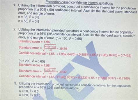 Solved Proportion Based Confidence Interval Questions 1