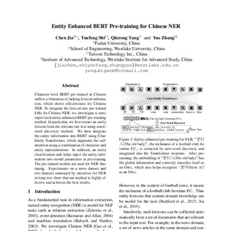Entity Enhanced Bert Pre Training For Chinese Ner Acl Anthology