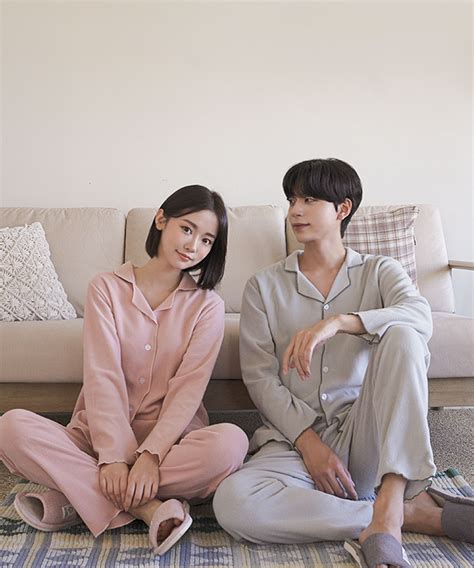 어나더디 포근한 파자마 가벼운 스티치 플리스 긴팔 커플 파자마 플리스 홈웨어 5컬러