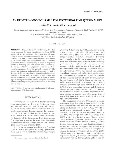 Pdf An Updated Consensus Map For Flowering Time Qtls In Maize