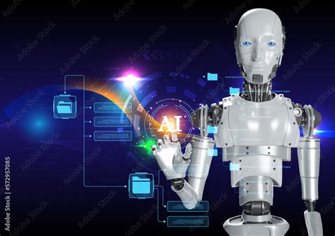 Robot Touch Digital Modern Interface For Document Data Access In Online Networks Robot