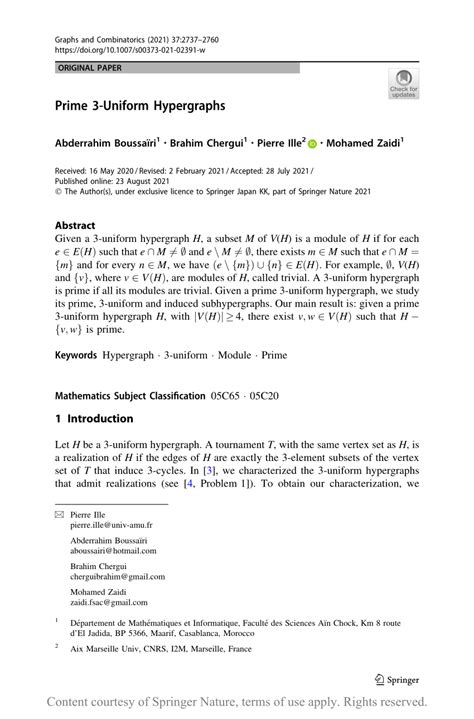 Prime 3 Uniform Hypergraphs Request Pdf