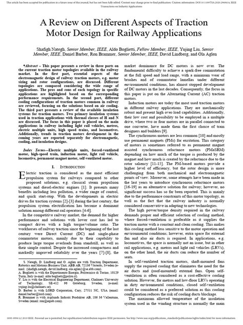 A Review On Different Aspects Of Traction Motor Design For Railway
