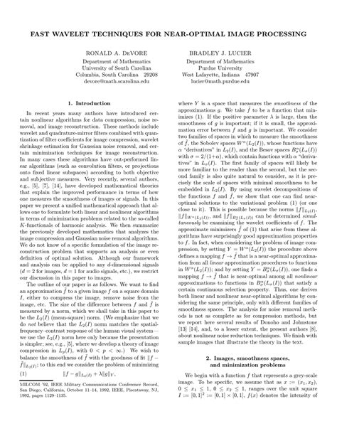 Pdf Fast Wavelet Techniques For Near Optimal Image Processing