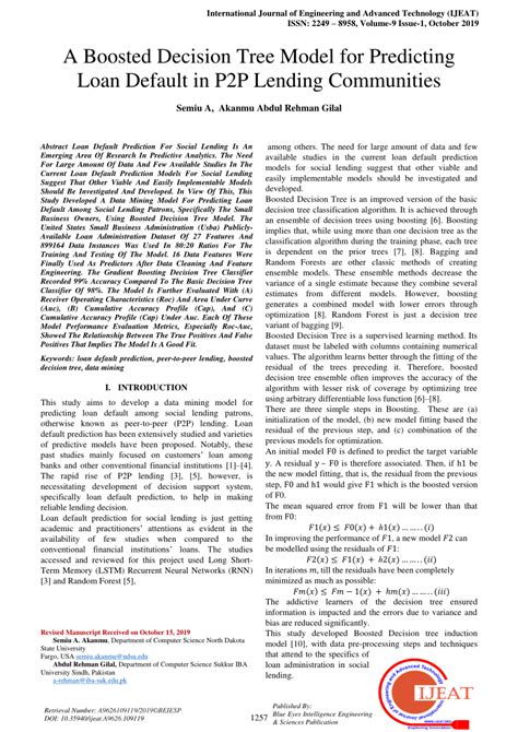 Pdf A Boosted Decision Tree Model For Predicting Loan Default In P2p Lending Communities