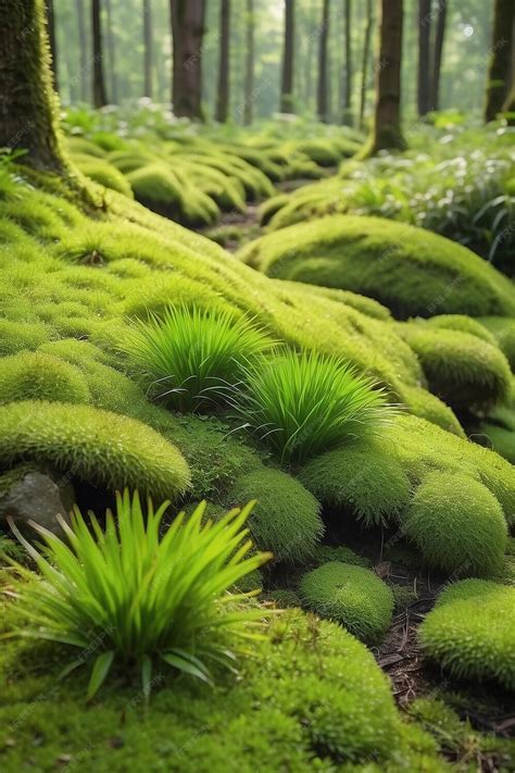 Micrograss And Moss In The Forest Environmental Eco Safe Conservation