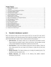 C Project List For Babes 1 Docx Project Topics 1 Babe Database System 1 2 Hang Man 2
