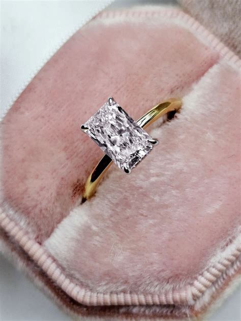2 Ct Radiant Cut Engagement Rings Radiant Moissanite Ring Radiant Cut