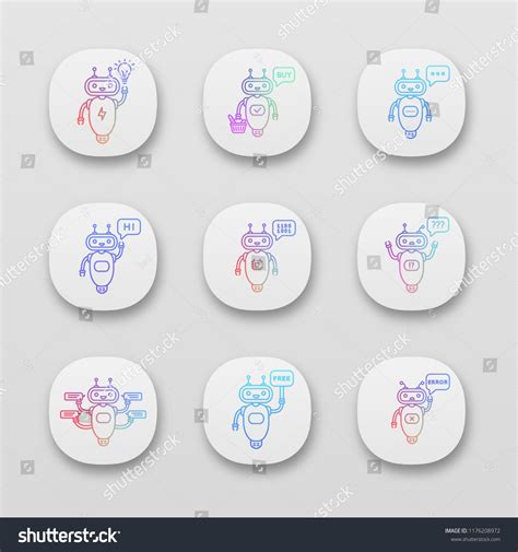 Chatbots App Icons Set Uiux User เวกเตอร์สต็อก ปลอดค่าลิขสิทธิ์