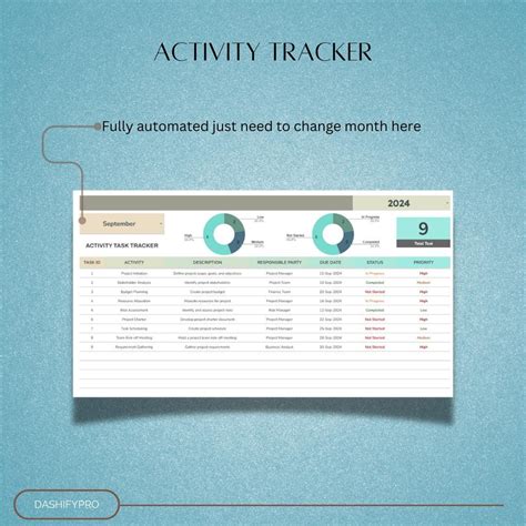 Activity Task Tracker Google Sheets Excel Template Etsy