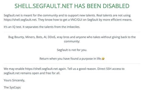 Shellsegfaultnet Has Been Disabled 搞七捻三 Linux Do