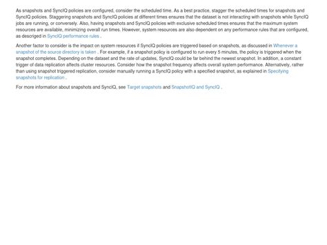 Snapshots And Synciq Policies Dell Powerscale Synciq Architecture Configuration And