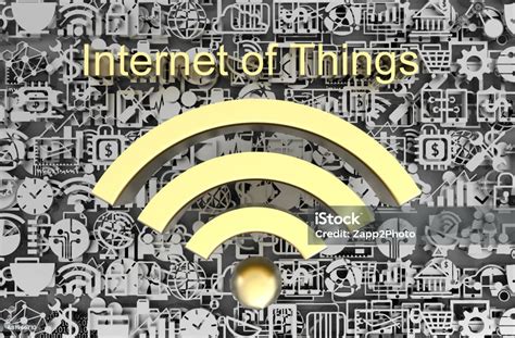 3 차원 일러스트 레이 션 재정 및 기술 아이콘 배경 것 들 개념 텍스트와 Wifi 아이콘의 인터넷 Revolution에 대한 스톡 사진 및 기타 이미지 Istock