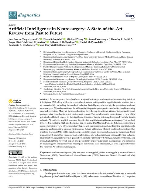 Artificial Intelligence In Neurosurgery A State Of The Art Pdf