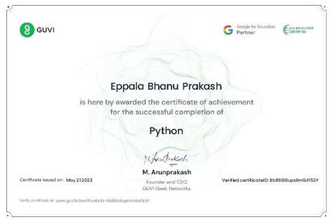 Bhanu Prakash On Linkedin My Python Course Certificate