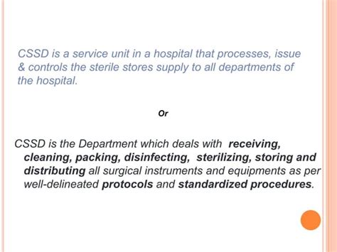 Central Sterile And Supply Department Cssd Pptx Infectious Diseases