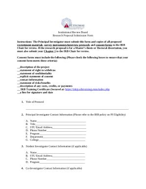 Institutional Review Board IRB Research Application Doc Template PdfFiller