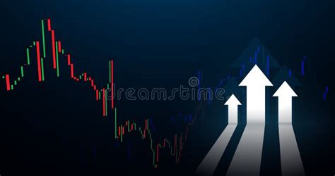 white arrows up with the stock market trading graph candlestick graph