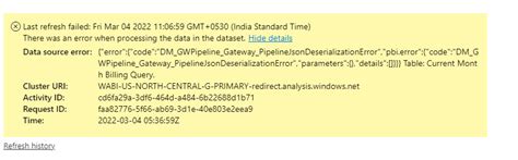 Dataset Refresh Error Dmgwpipelinegatewaypipel Microsoft