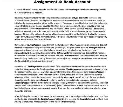 Assignment 4 Bank Account Create A Base Class Named