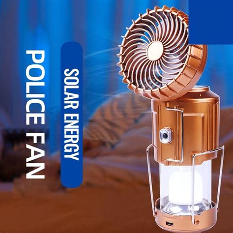 Flohua Solar Camping Lantern With Fan Emergency Flashlight Charging For