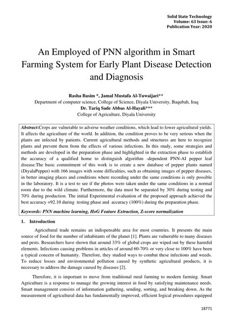 Pdf An Employed Of Pnn Algorithm In Smart Farming System For Early