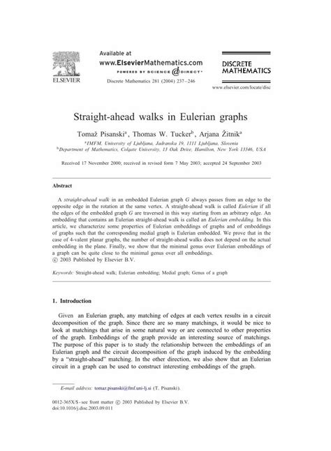pdf straight ahead walks in eulerian graphs dokumen tips