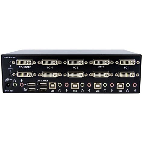 Startech 4 Port Dual Dvi Usb Kvm Switch With Audio And Usb 20 Hub