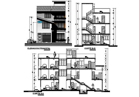House Building Front Elevation Design And Section Drawing Dwg File Artofit