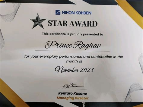 Prince Raghav On Linkedin Staraward Nihonkohden Management Nihonkohden Team Teamappreciation