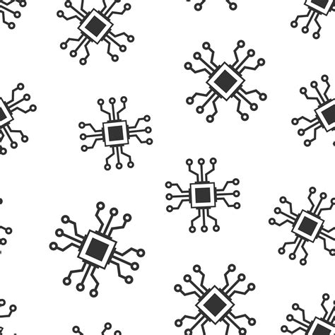 Computer Chip Icon In Flat Style Circuit Board Vector Illustration On White Isolated Background