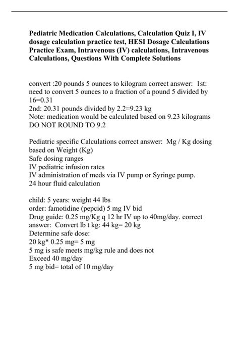 Pediatric Drug Calculations