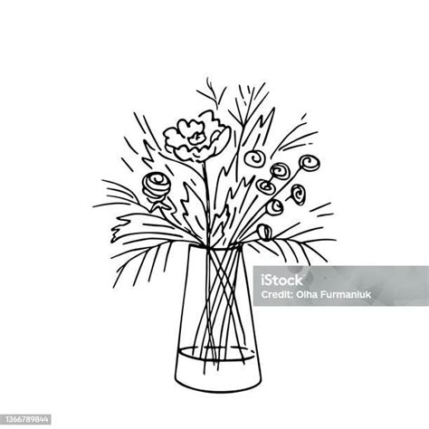 꽃병에 장미와 모란 낙서 손으로 그린 꽃 로맨틱 무리 휴일 선물 간단한 꽃 스케치 드로잉 정물 식물 학적 그림 꽃다발에 대한 스톡 벡터 아트 및 기타 이미지 Istock