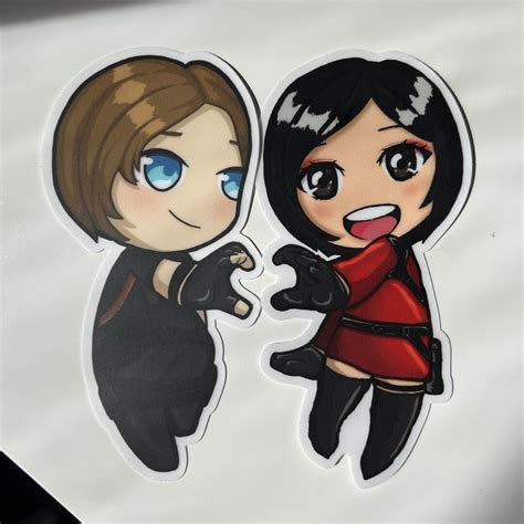 Leon Kennedy And Ada Wong Chibi Heart Sticker Resident Evil Etsy
