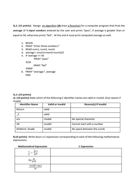 Midterm Sample Questions With Solutions Pdf Area Pi
