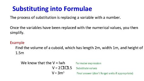 Formulae Substitution And Rearranging Formulae Substituting Into Formulae