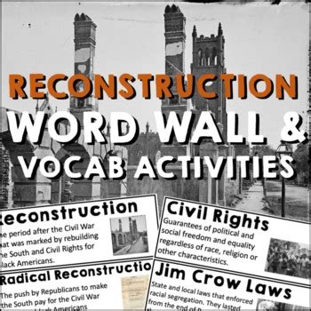 Reconstruction Word Wall Vocabulary Activities By A Page Out Of History