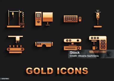 Set Smart Glasses Syringe Coffee Machine Motion Sensor Factory Conveyor System Belt Keyboard And